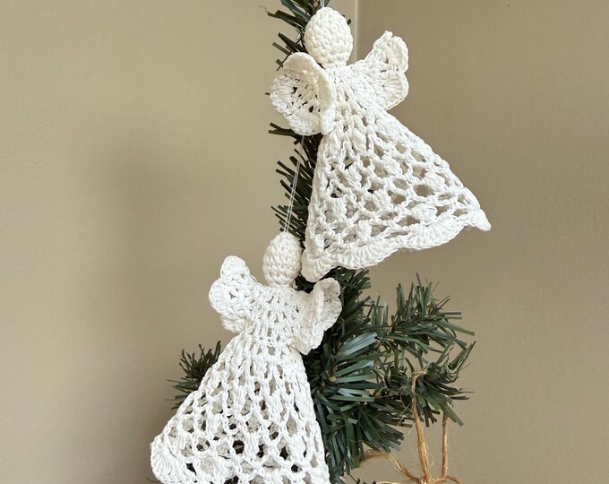 Set of Two Crocheted Angel Ornaments Vintage - Etsy