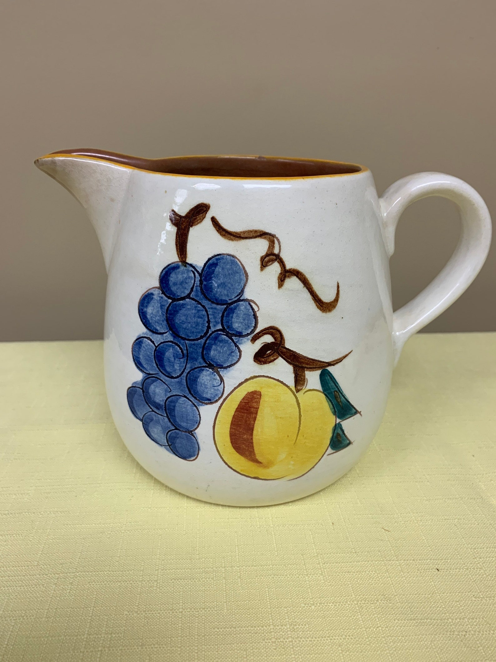 Antique vintage Stangl pottery pitcher fruit Trenton New | Etsy