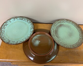 Frankoma Pottery Green Plates - Etsy
