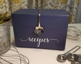 Navy Blue Recipe Box - Etsy