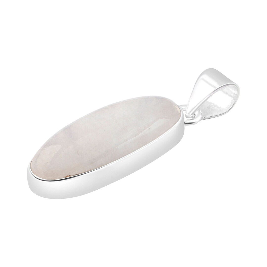 Sterling Silver Moonstone Pendant: Long Oval, Cancer Zodiac Birthstone ...