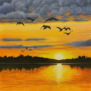 FLY IN SUNSET, 24in X 24in Gallery Wrap, Original Oil on Canvas - Etsy