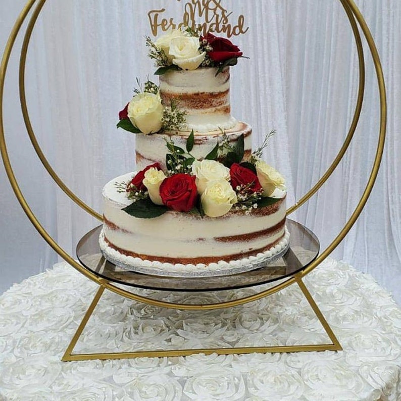 Metal Cake Stand+glass Panel/ Wedding Decor/ Wedding Metal Round Stand ...
