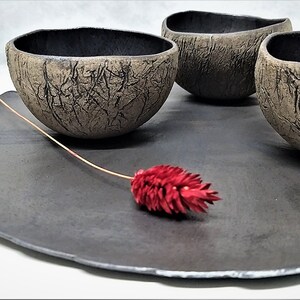 Serving Bowl Set, Ceramic Mini Bowl Set, Black Plate and Bowl Set, Mini ...
