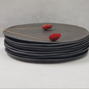 Matte Black Ceramic Dinner Plates, Unique Handmade Plates, Black ...