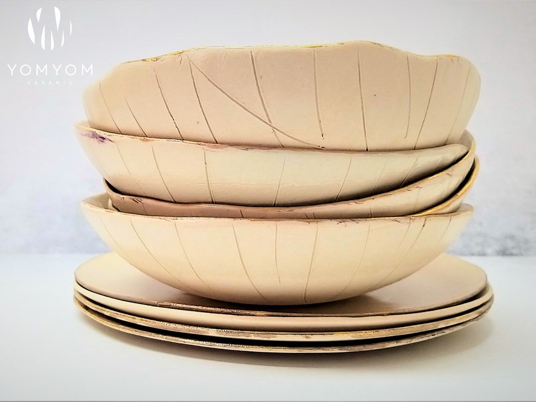 Unique Dinnerware Set, Modern Dinnerware Set, Ceramic Dish Set, Rustic Dinnerware Set, Ceramic ...