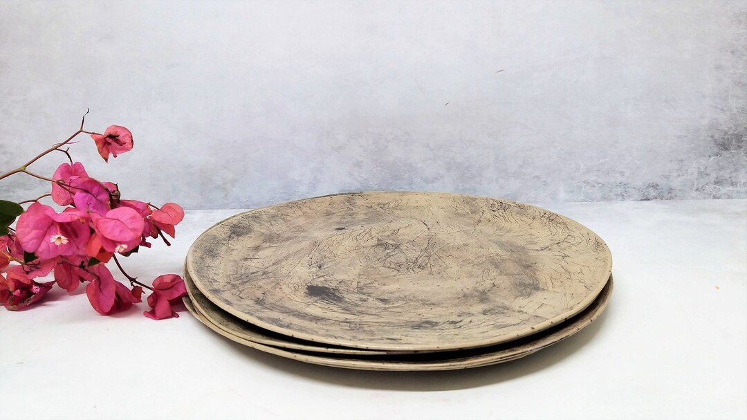 Rustic Gray Ceramic Dinner Plate, Handmade Stoneware Pottery - Etsy