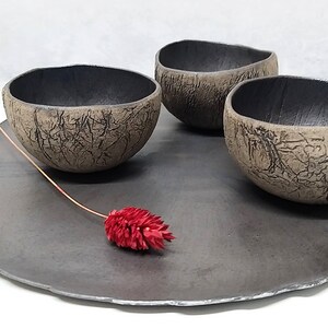 Serving Bowl Set, Ceramic Mini Bowl Set, Black Plate and Bowl Set, Mini ...