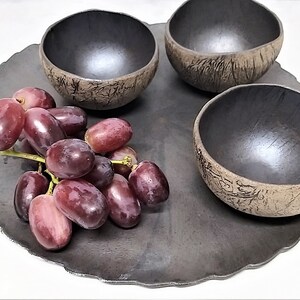 Serving Bowl Set, Ceramic Mini Bowl Set, Black Plate and Bowl Set, Mini ...
