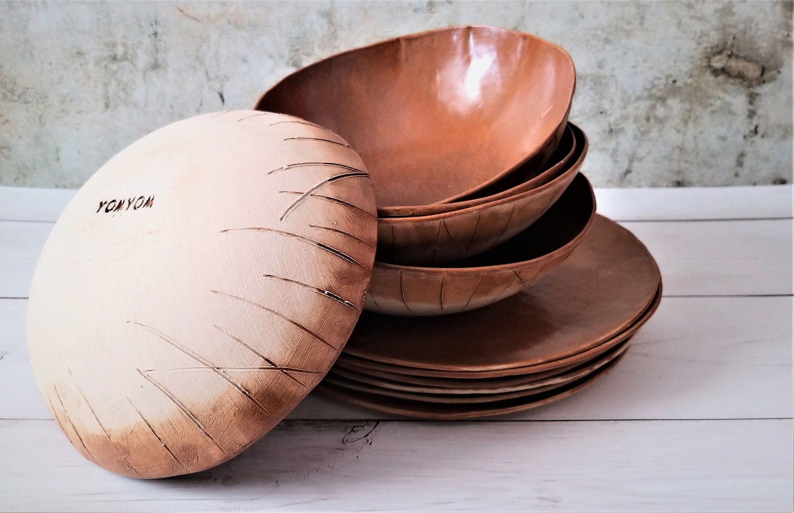 Brown Dinnerware Set Ceramic Dinner Set Stoneware Dish Set - Etsy