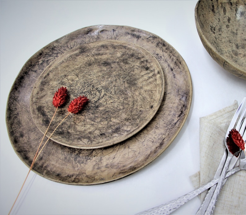 Rustic Gray Ceramic Dinner Plate Handmade Pottery Plate - Etsy