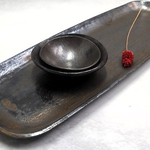 Black Rectangle Ceramic Serving Tray, Rectangular Serving Platter ...