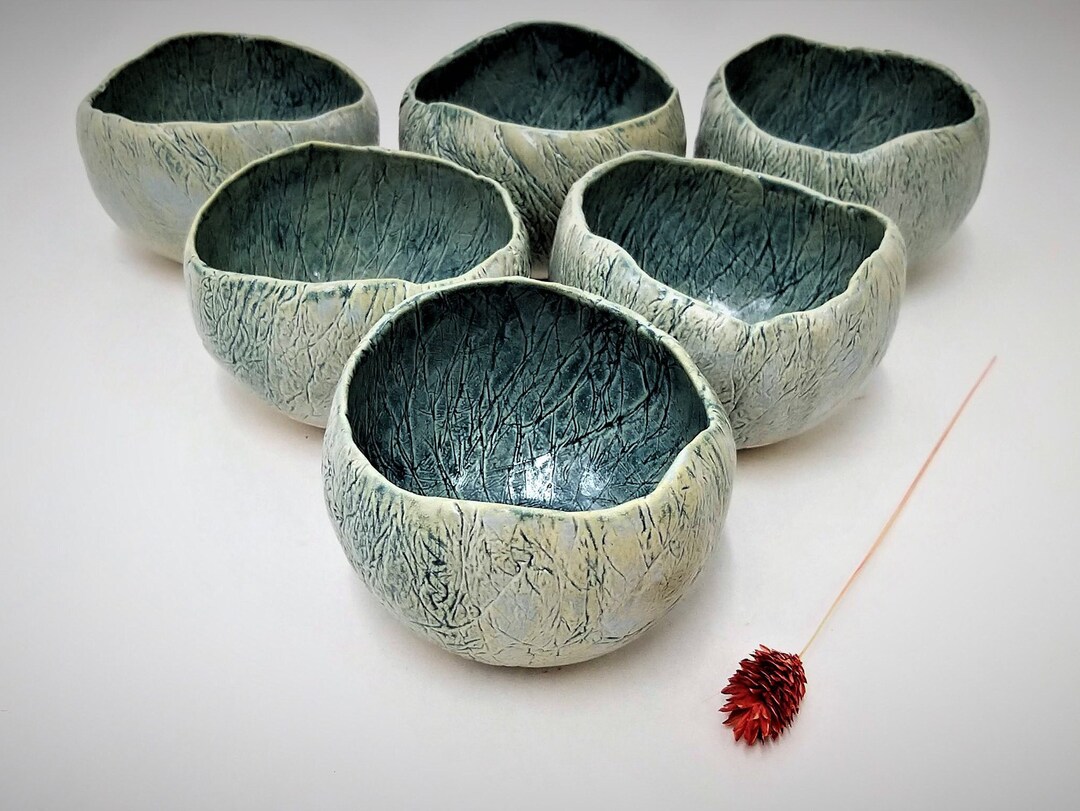 Blue Serving Bowls, Stoneware Bowls, Rustic Ceramic Nesting Bowls ...