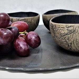 Serving Bowl Set, Ceramic Mini Bowl Set, Black Plate and Bowl Set, Mini ...