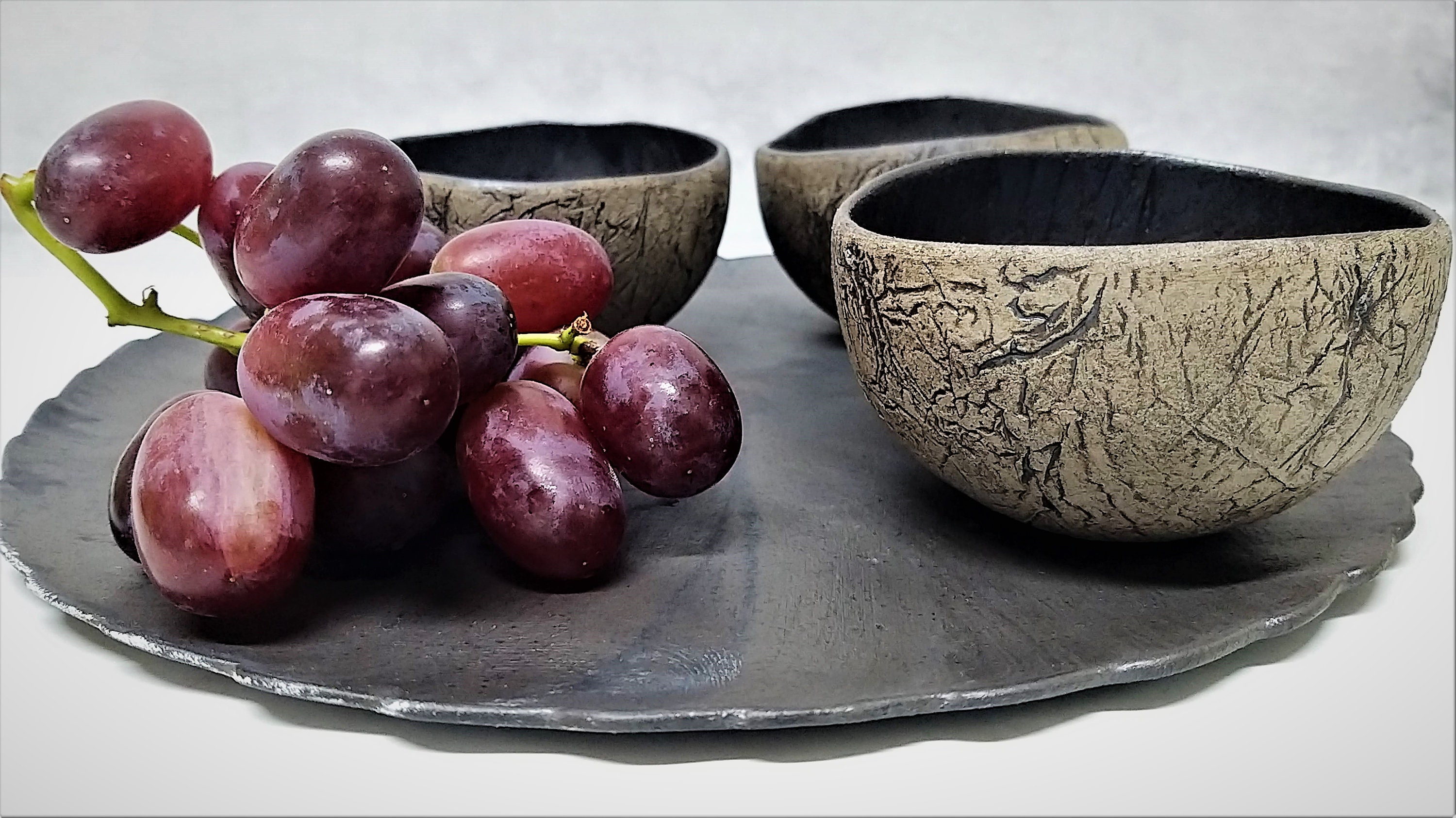 Serving Bowl Set Ceramic Mini Bowl Set Black Plate and Bowl - Etsy