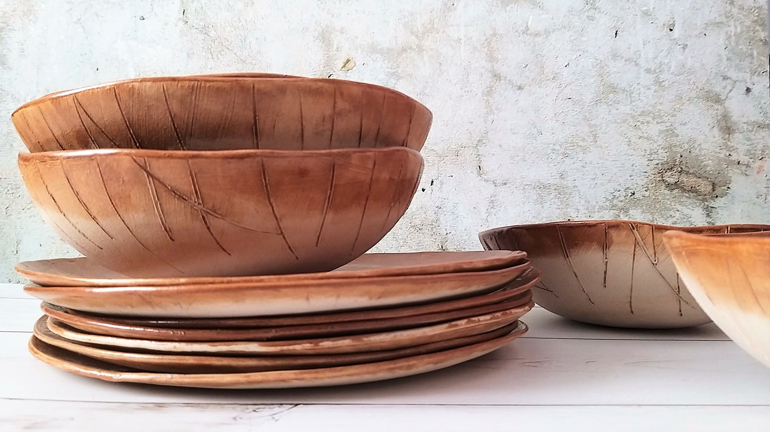 Brown Dinnerware Set Ceramic Dinner Set Stoneware Dish Set - Etsy