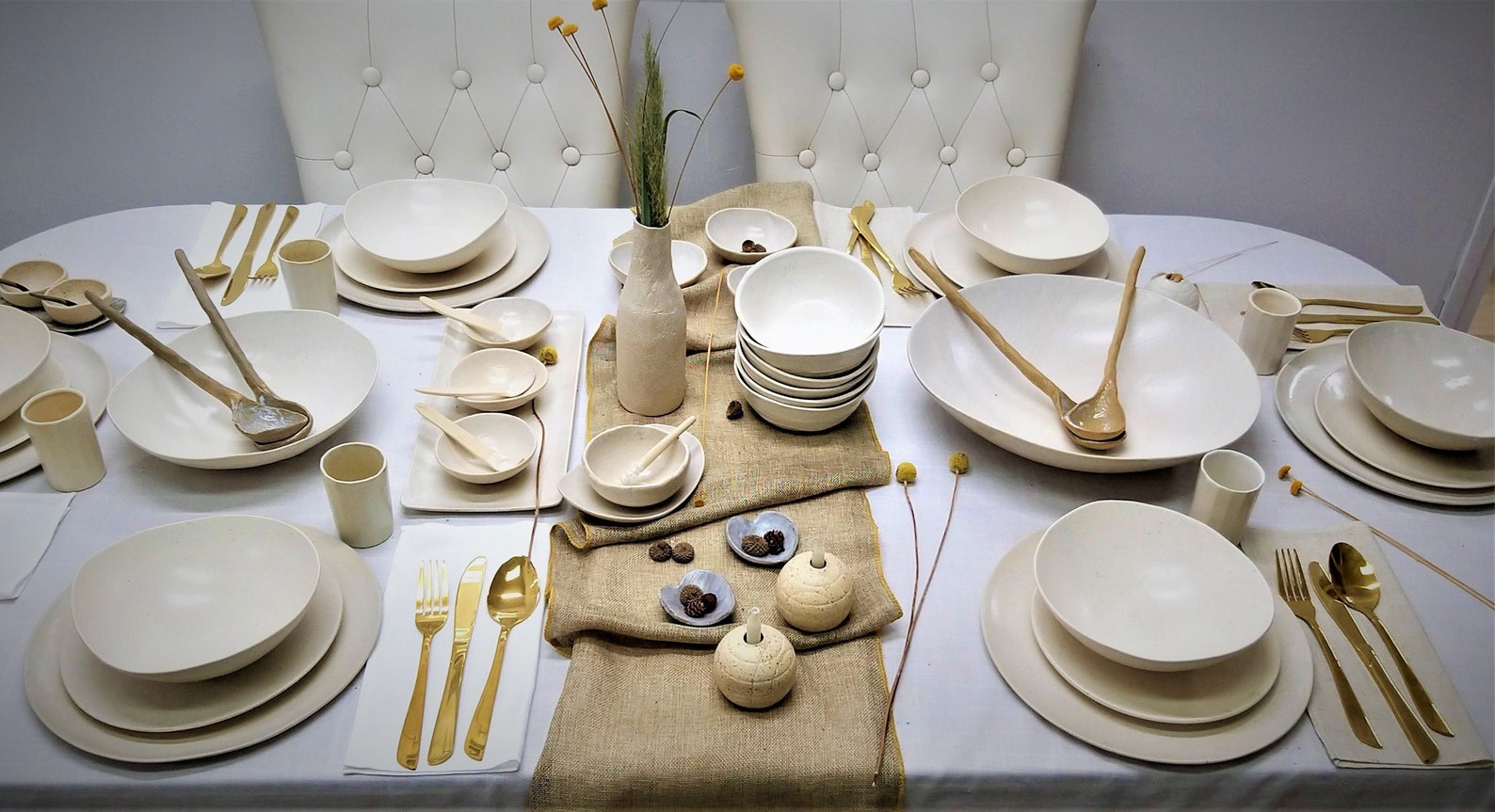 Ceramic Dinnerware Set for 8 White Stoneware Dinnerware Set - Etsy