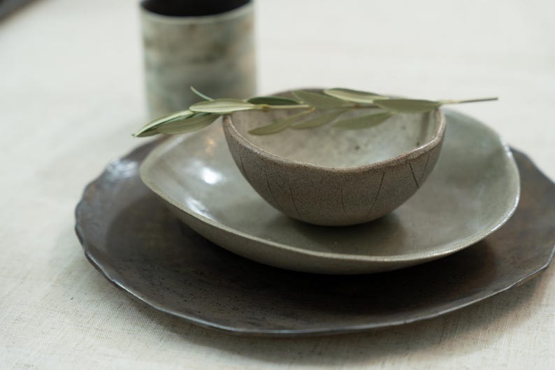 Rustic Ceramic Dinnerware Sets, Handmade Plates Set, Stoneware Dinner ...