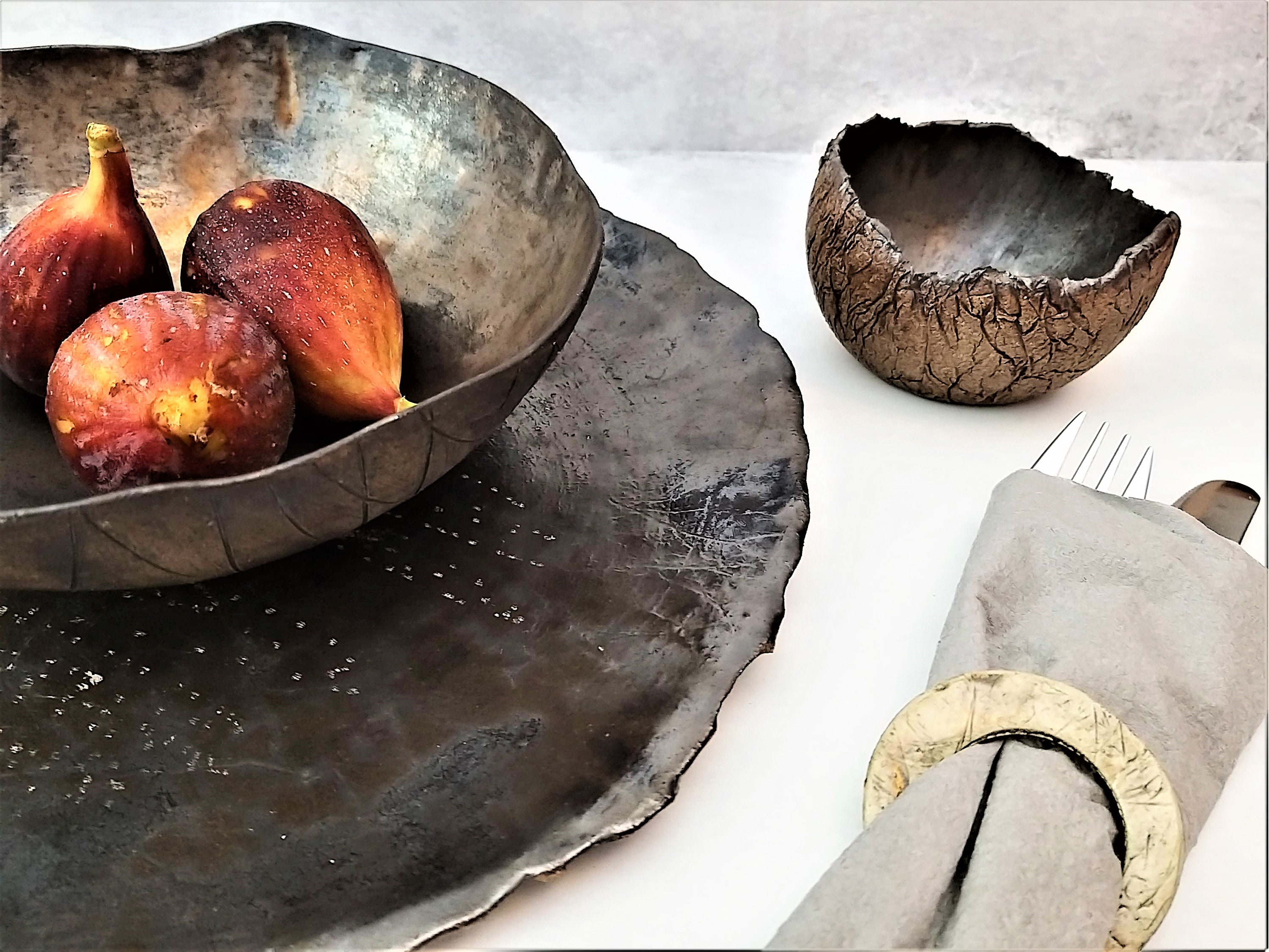 Unique Dinnerware Set, Rustic Ceramic 3 Piece Dinner Set, Stoneware ...
