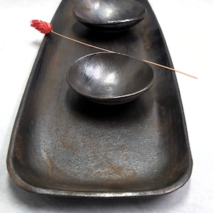 Black Ceramic Serving Tray, Long Black Rectangle Tray, Ceramic Tea Tray ...