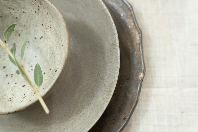 Rustic Ceramic Dinnerware Sets, Handmade Plates Set, Stoneware Dinner ...