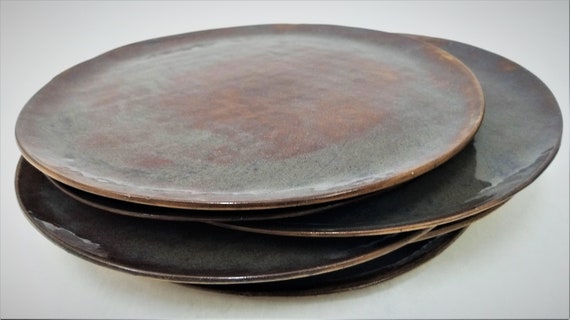 Pottery Plate Set Brown Dinner Plates Ceramic Plates Set - Etsy