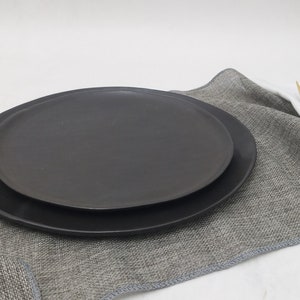 Matte Black Ceramic Dinner Plates, Unique Handmade Plates, Black ...