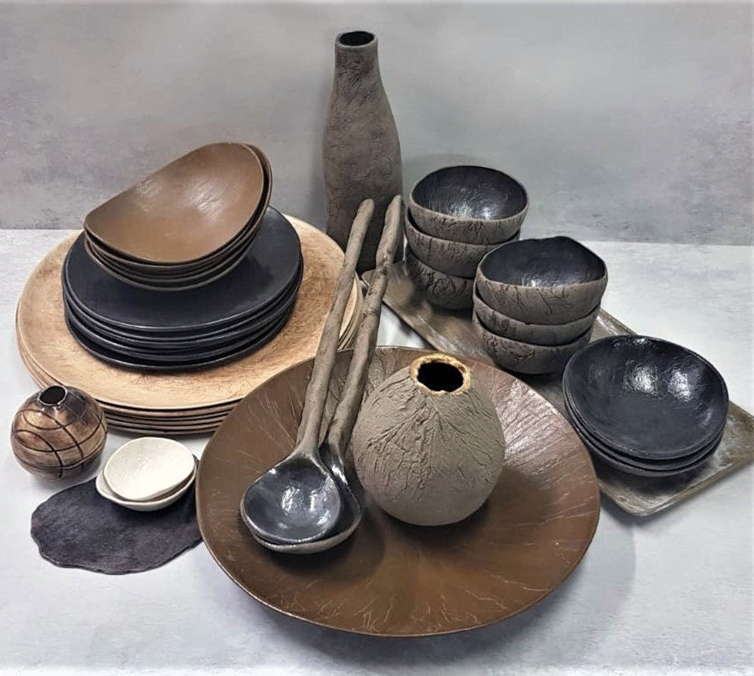 Full Dinnerware Set for 6, Stoneware Dish Sets for 6, Stoneware ...