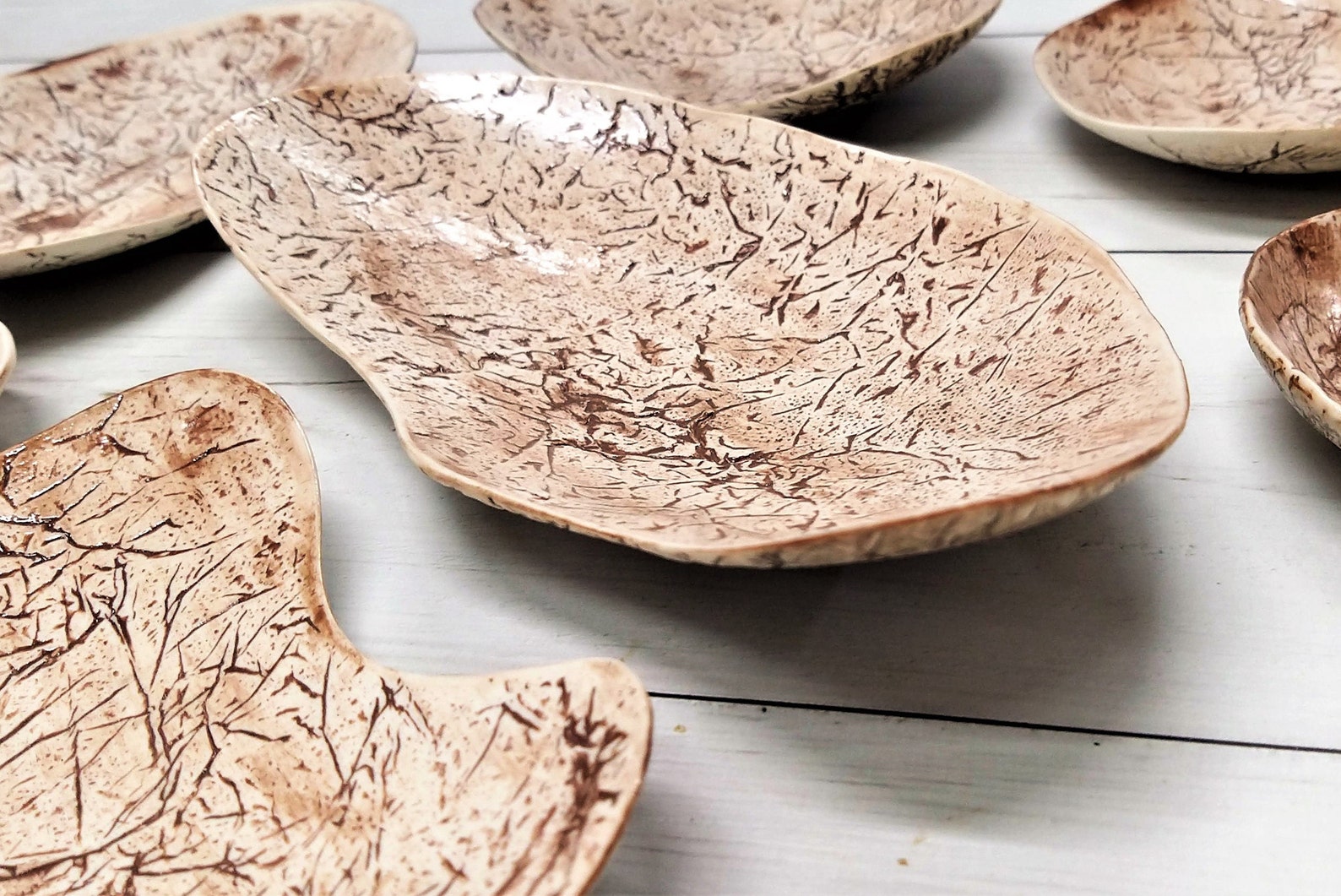 Oval Ceramic Plate Set of 5 Stoneware Bowl Set Handmade - Etsy