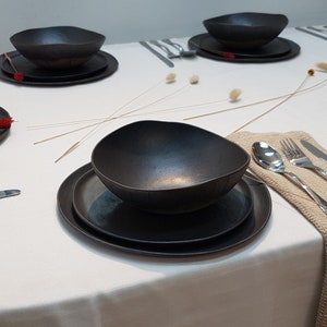 Japanese Dinnerware, Modern Dishware Set, Black Dishware Set, Japanese ...