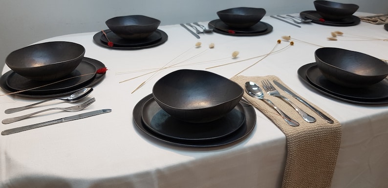 Japanese Dinnerware Modern Dishware Set Black Dishware Set - Etsy