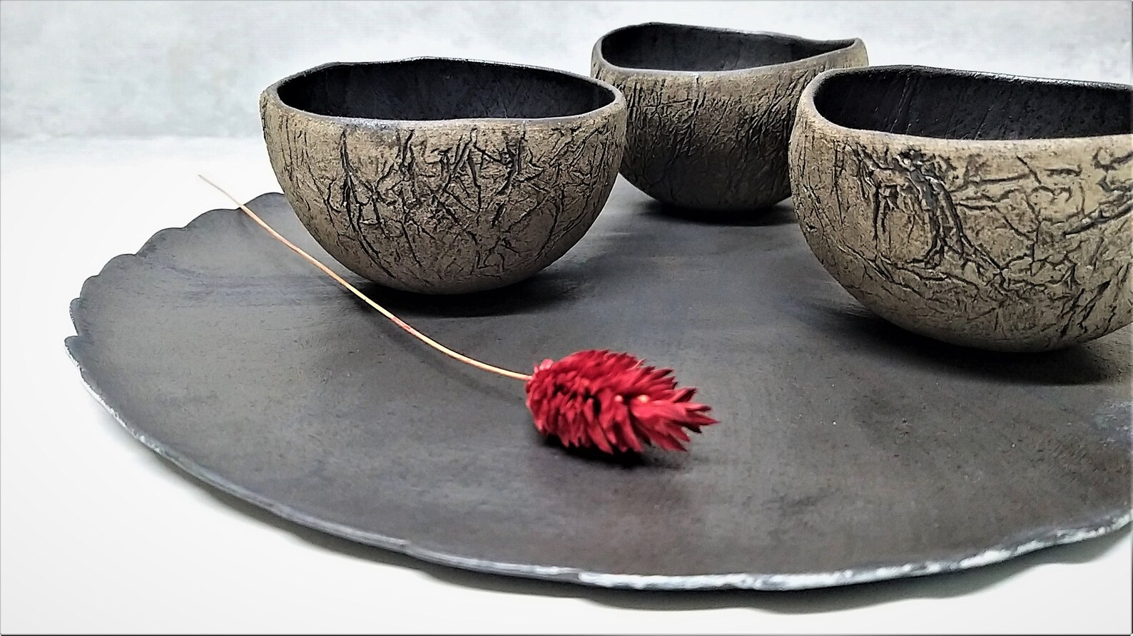 Serving Bowl Set Ceramic Mini Bowl Set Black Plate and Bowl - Etsy