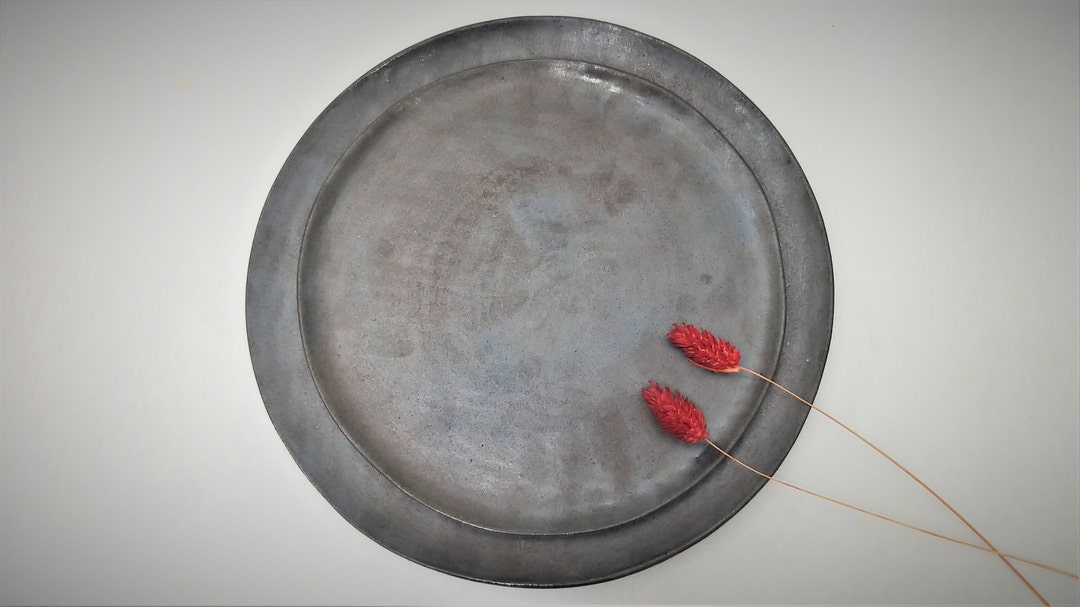 Black Pottery Dinner Plates, Black Ceramic Plate, Handmade Dishes ...