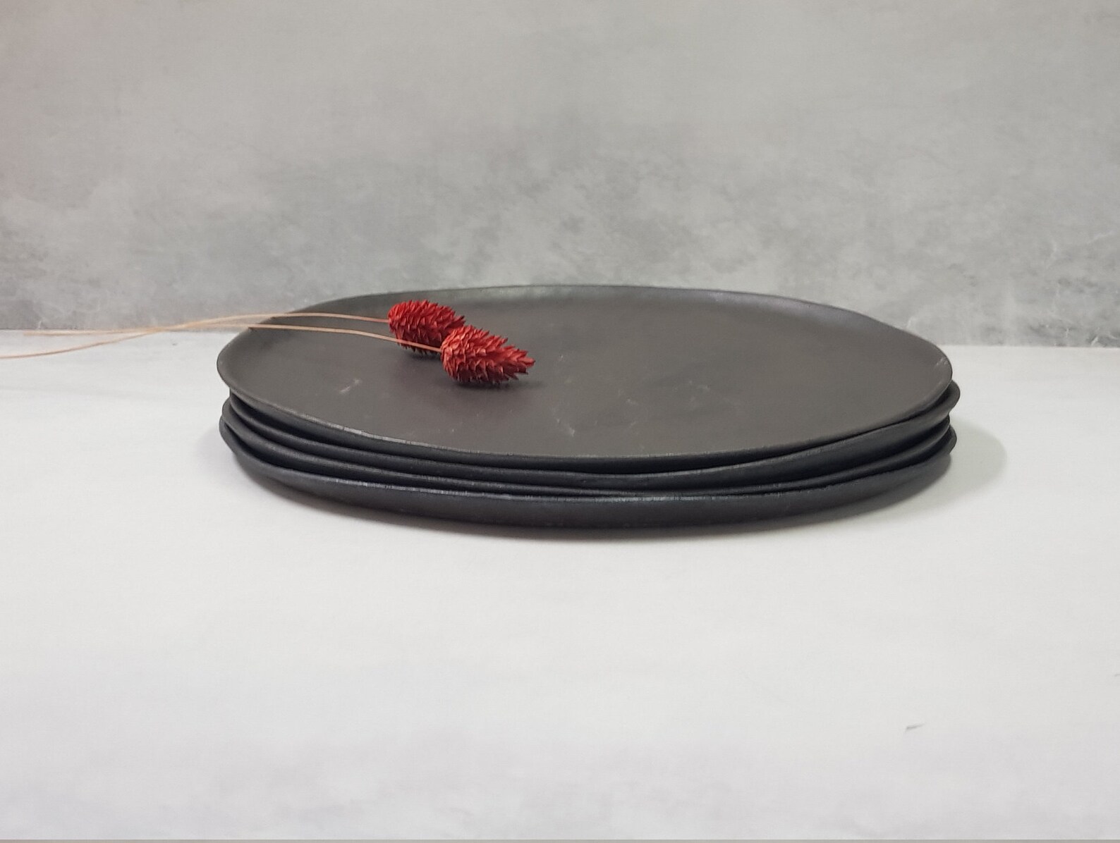 Black Dinner Plate Set for 1-12 Black Pottery Plate Set | Etsy