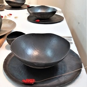 Unique Dinnerware, 20 Piece Dinnerware Set, Black Ceramic Dinner Set ...