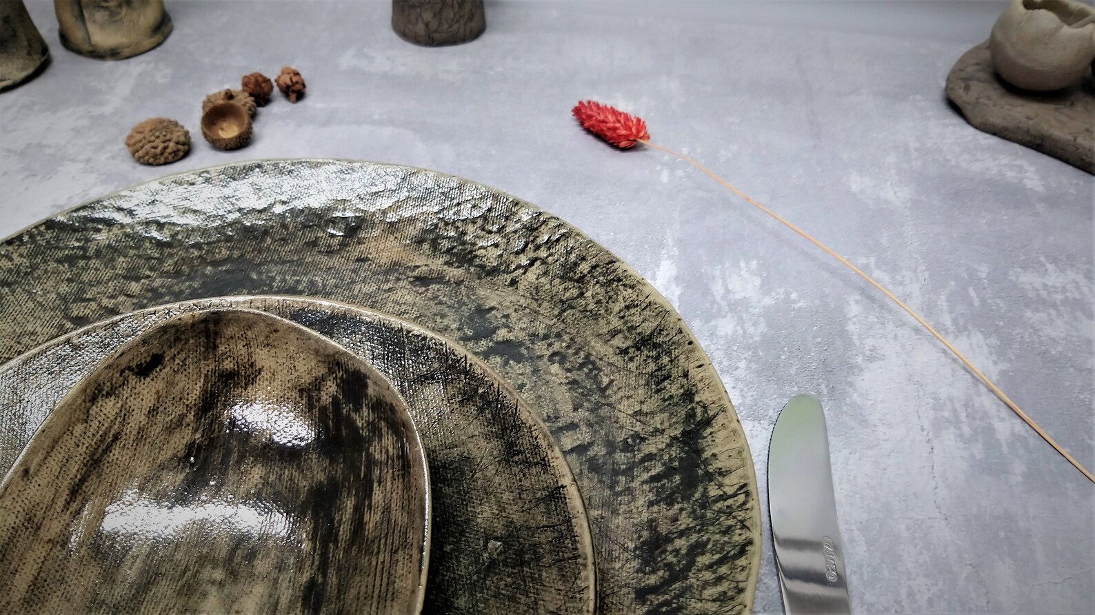 Ceramic Dinnerware Set Unique Plate Set Rustic Dish Set - Etsy