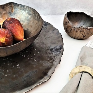 Unique Dinnerware Set, Rustic Ceramic 3 Piece Dinner Set, Stoneware ...