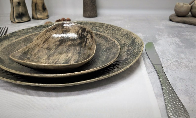 Ceramic Dinnerware Set Unique Plate Set Rustic Dish Set - Etsy