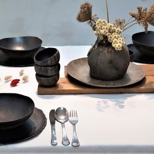 Unique Dinnerware, 20 Piece Dinnerware Set, Black Ceramic Dinner Set ...