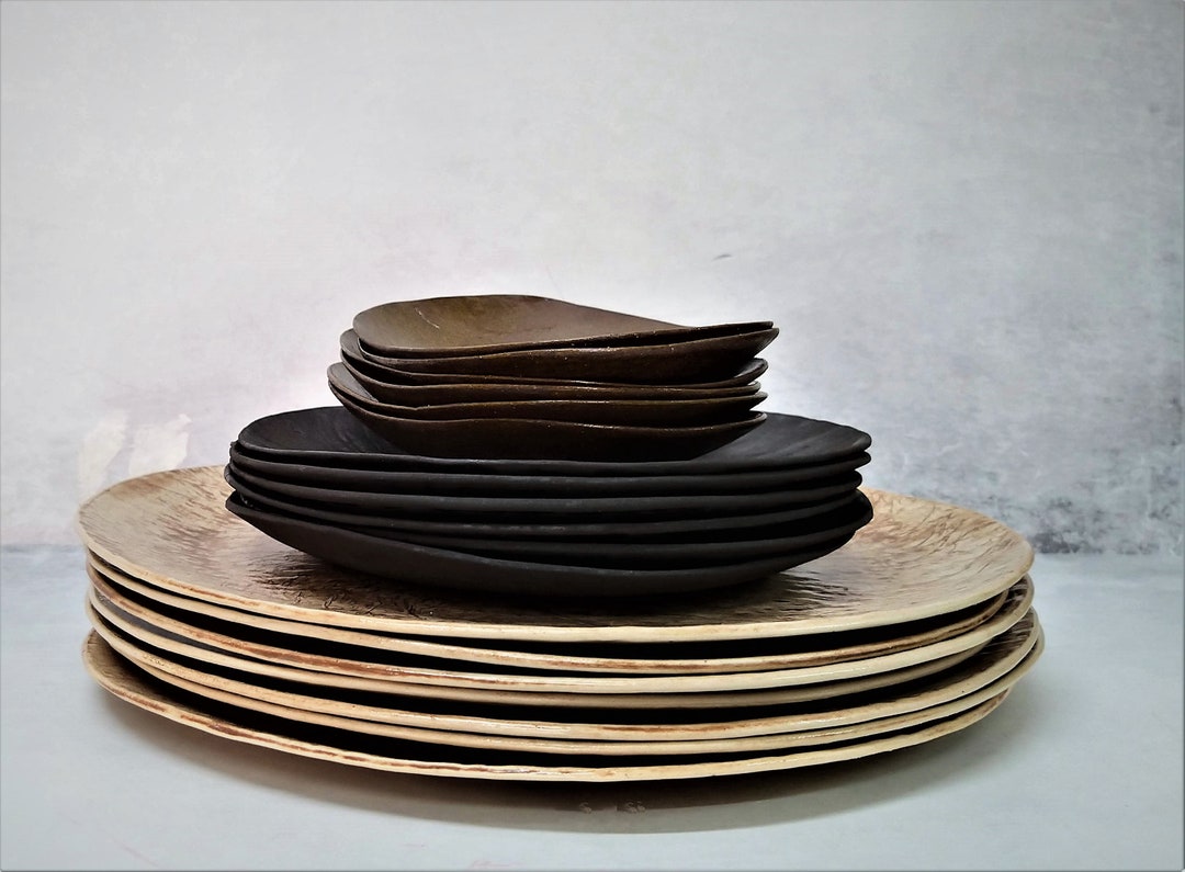 Rustic Ceramic Dinnerware Set – Handmade Stoneware Dishes, Earthy ...