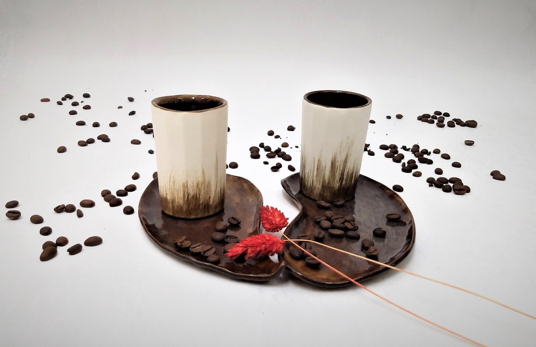 Pottery Tumblers Set, Narrow Ceramic Cups, Small Moroccan Cup Set, Tiny ...