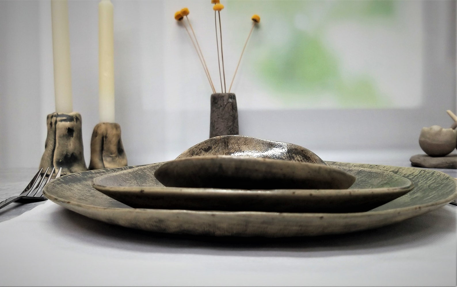 Ceramic Dinnerware Set Unique Plate Set Rustic Dish Set - Etsy