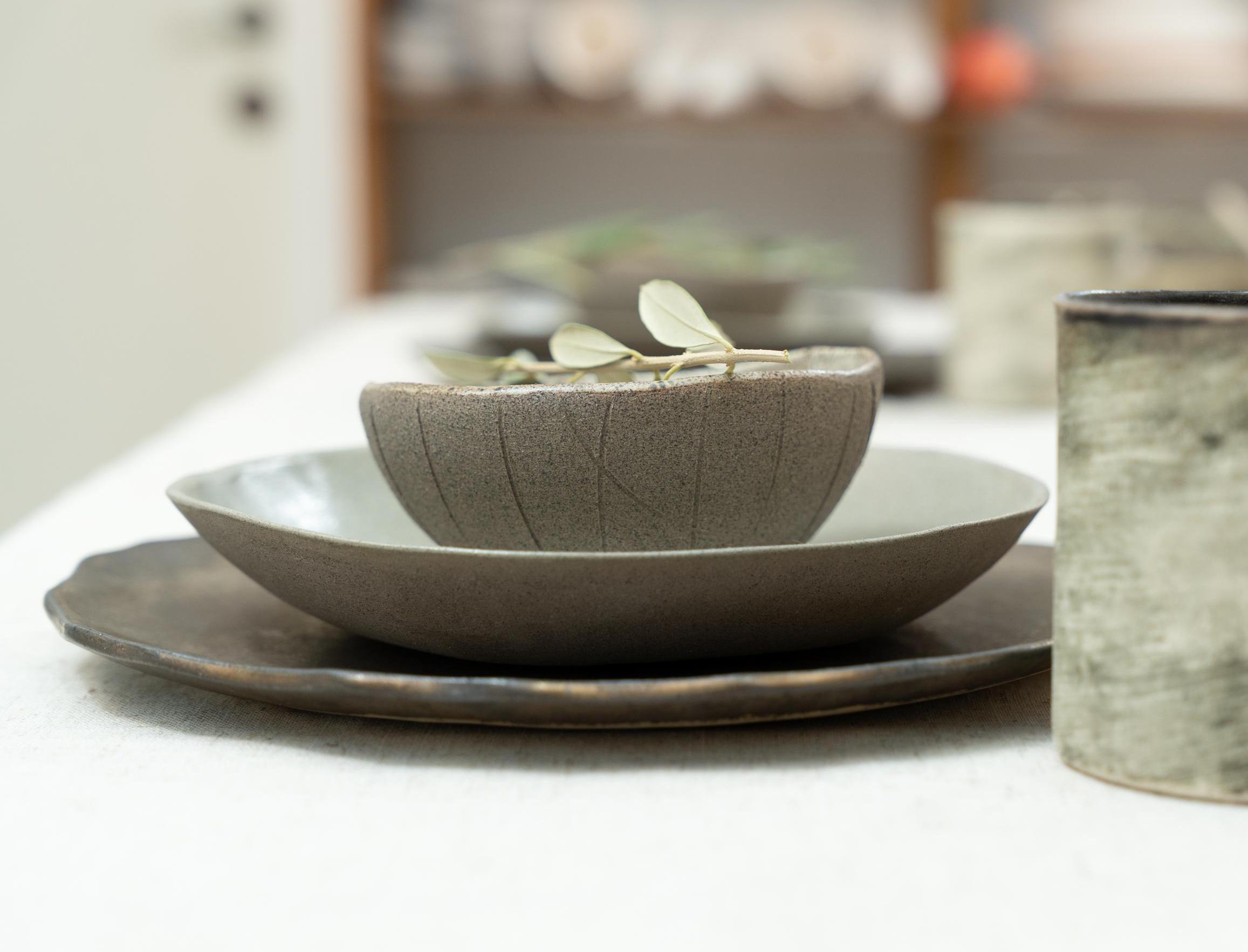 Rustic Ceramic Dinnerware Sets, Handmade Plates Set, Stoneware Dinner ...