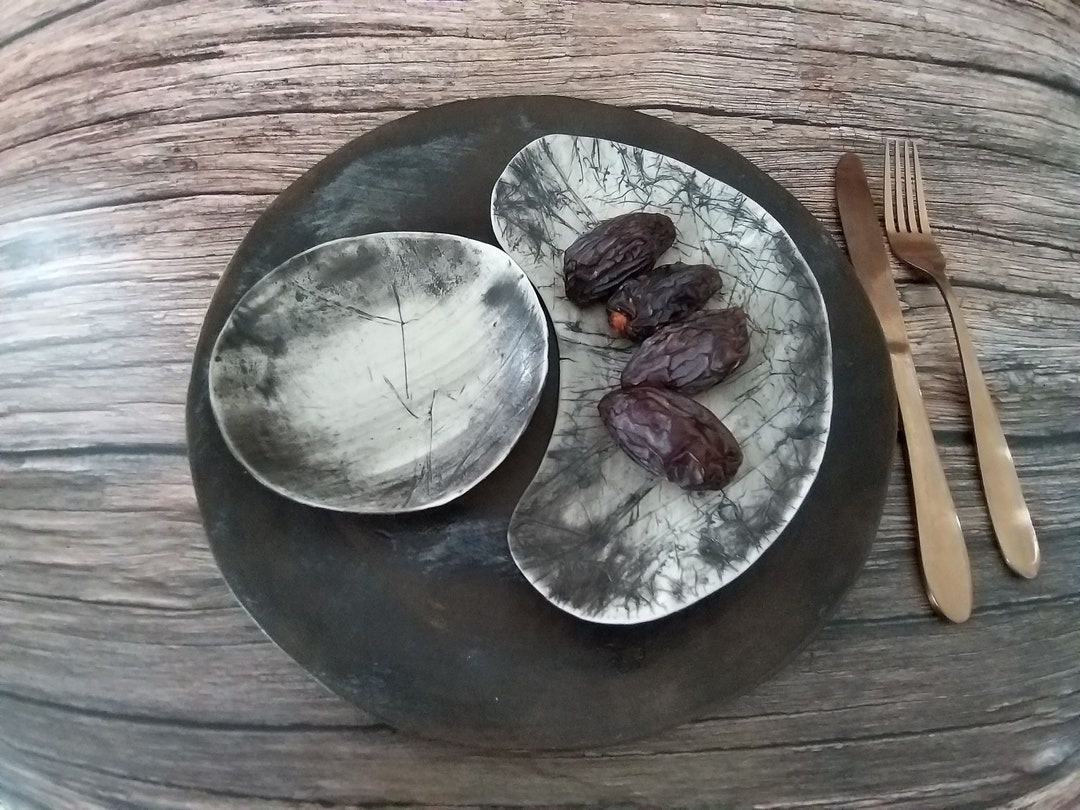 Gray Dinnerware Set, Ceramic Dinnerware, Organic Rustic Plates Set ...
