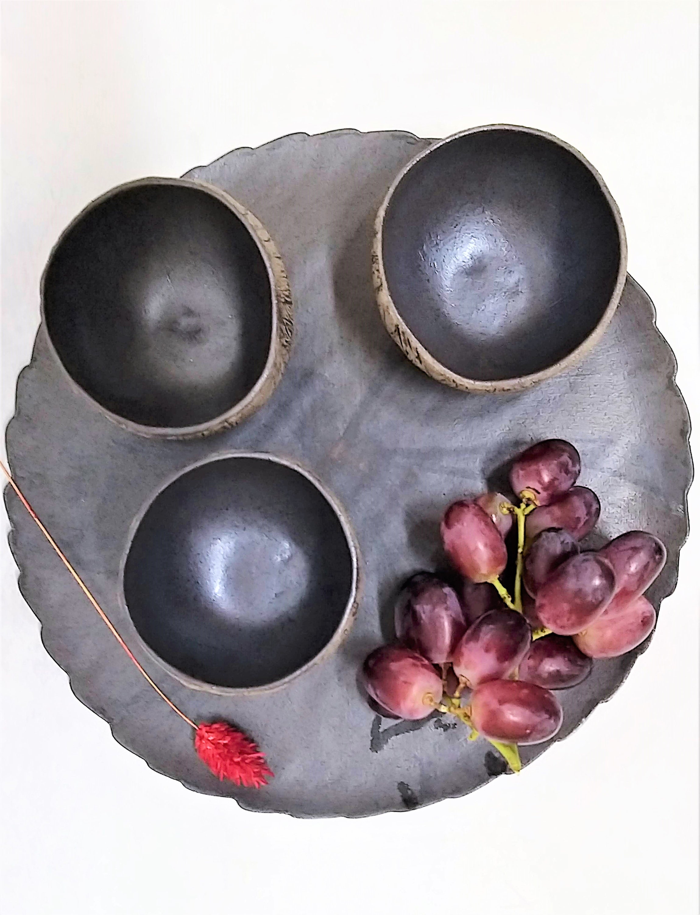 Serving Bowl Set Ceramic Mini Bowl Set Black Plate and Bowl - Etsy