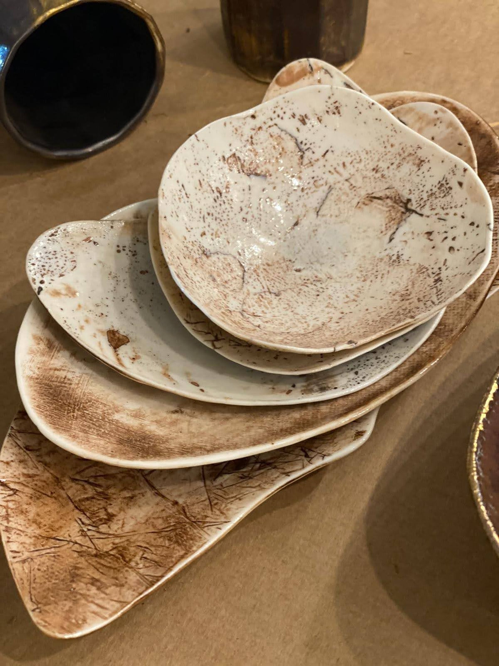 Oval Ceramic Plate Set of 5 Stoneware Bowl Set Handmade | Etsy