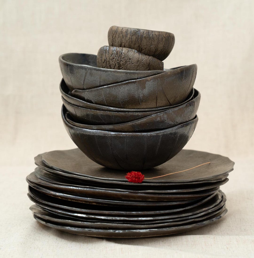 Ceramic Dinnerware Sets, Modern Dinner Set, Rustic Stoneware Dish Set ...