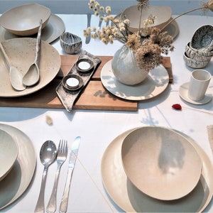 White Dinnerware Set, Dish Sets for 8, Stoneware Dinner Set, Christmas ...