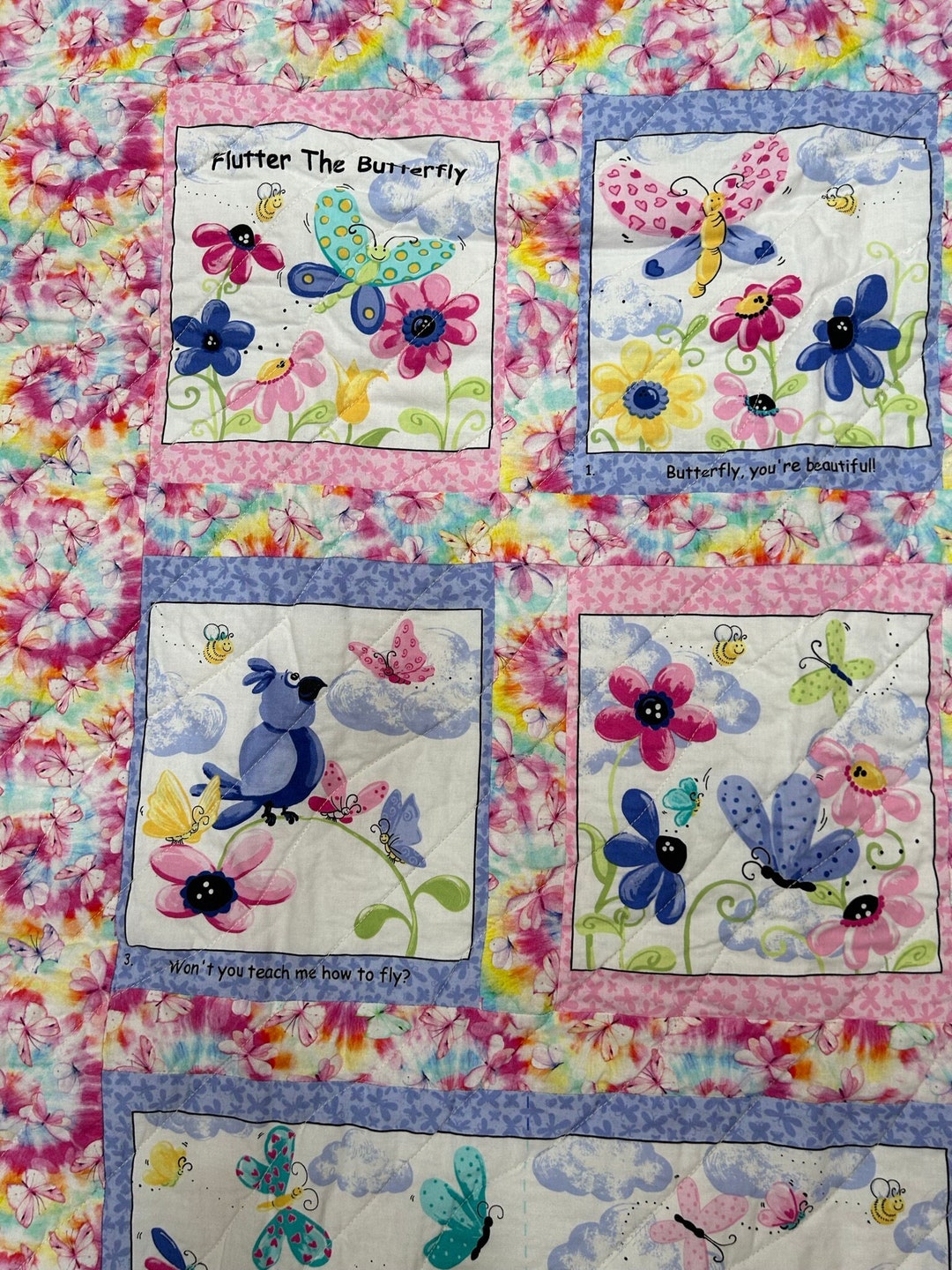 Flutter the Butterfly Story Homemade Quilt 40 X 60 - Etsy