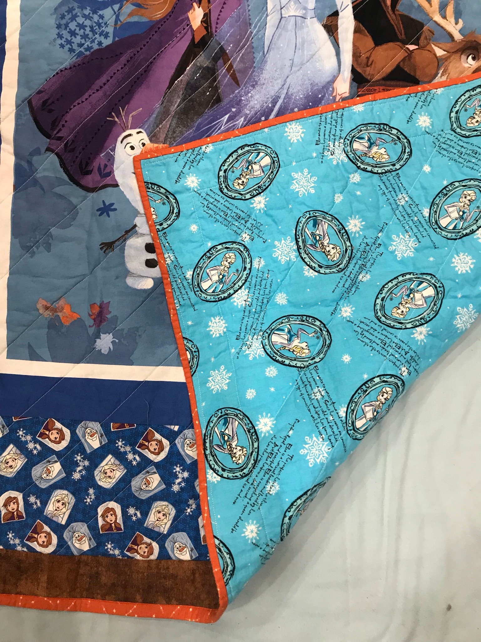 Disney Frozen With Elsa and Anna Homemade Throw Quilt - Etsy